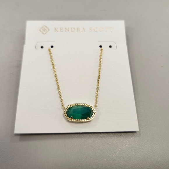 Kendra Scott | Jewelry | Nwt Kendra Scott 4k Gold Plated Elisa Pendant Necklace Emerald Cats Eye ...